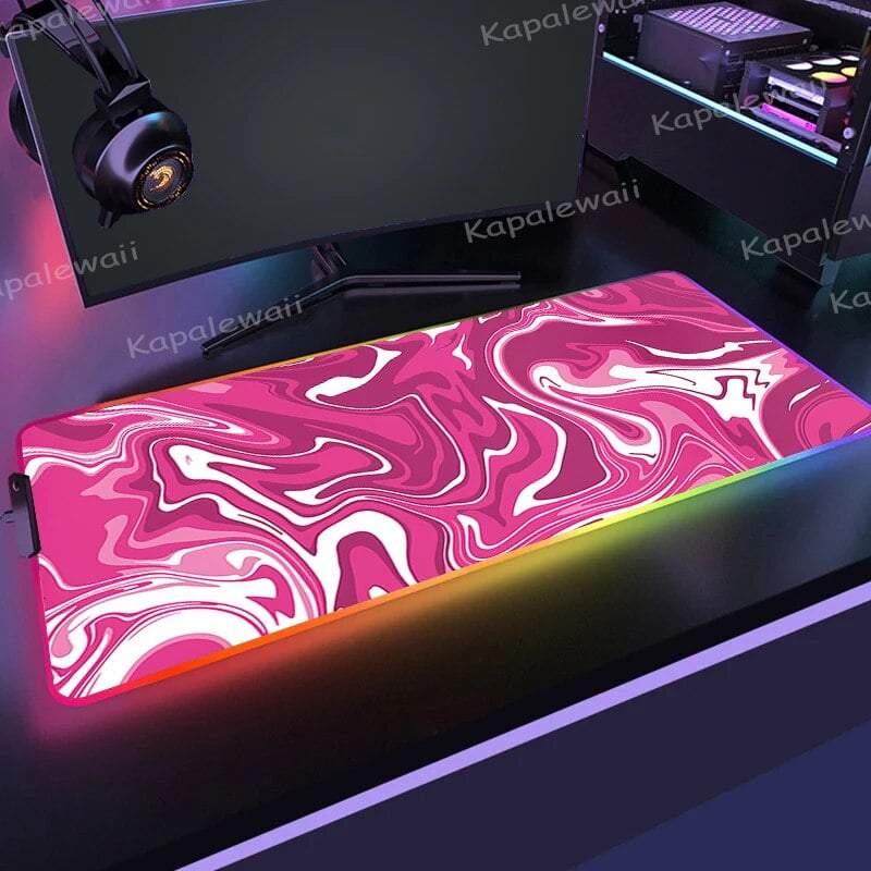 Large Rgb Mouse Pad Led Colorful Luminous Mousepadmm Gaming Keyboard Mousemat Strata Liquid