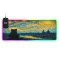 Large RGB Wireless Charging Mouse Pad Black Cat under The Moon14 LED ...