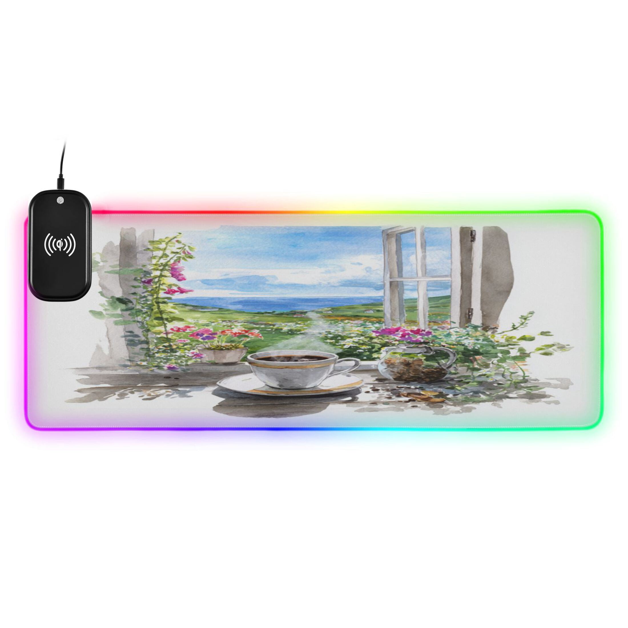 Large RGB Wireless Charging Mouse Pad Coffee by The Window14 LED Modes ...