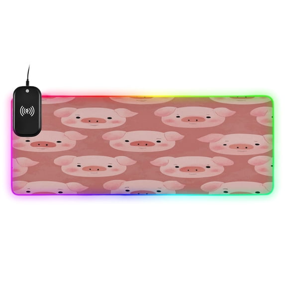 Large RGB Wireless Charging Mouse Pad Gentle Piggy Smiles14 LED Modes ...