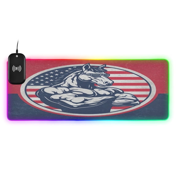 Large RGB Wireless Charging Mouse Pad Muscular Horse14 LED Modes Non ...