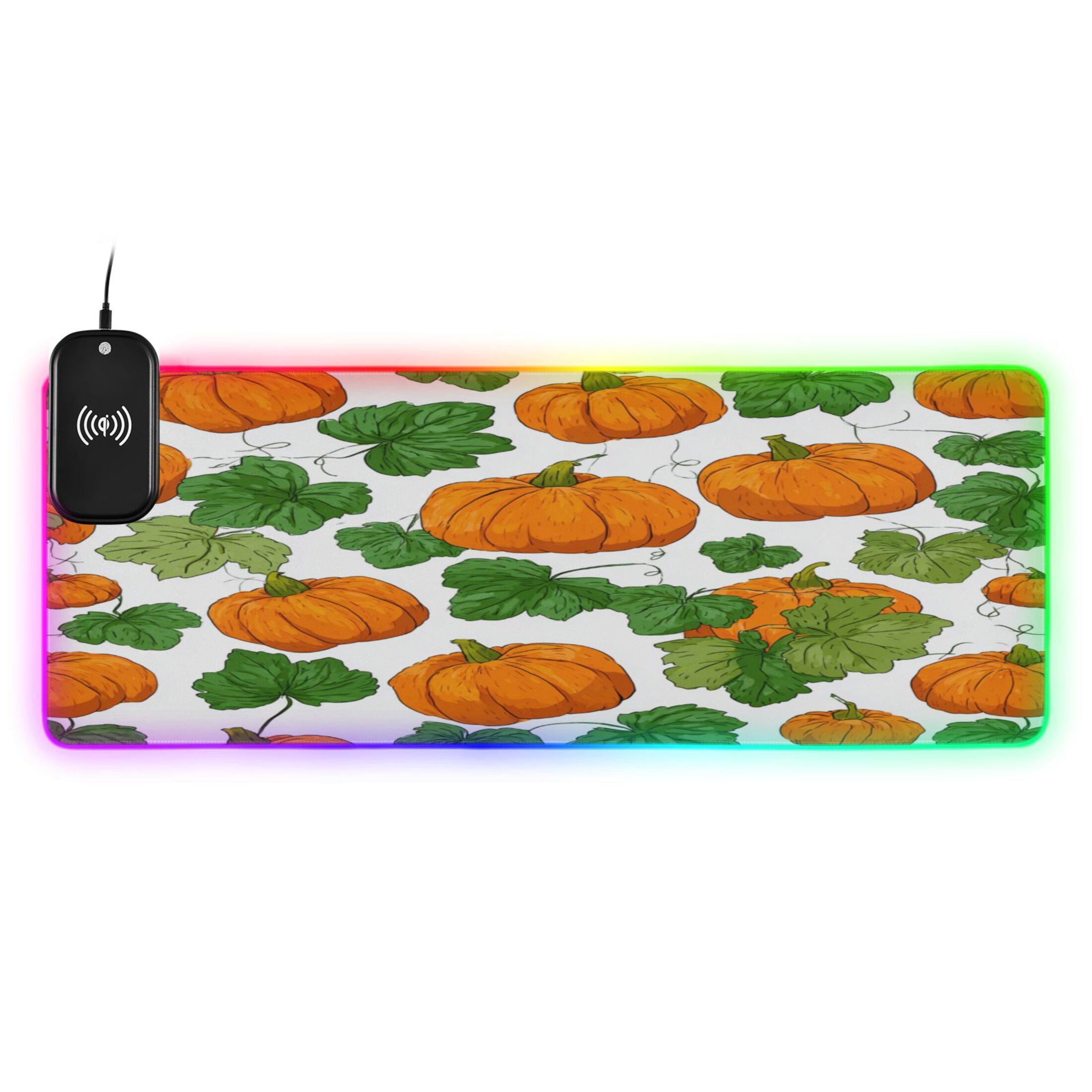 Large RGB Wireless Charging Mouse Pad Orange Pumpkins14 LED Modes Non ...