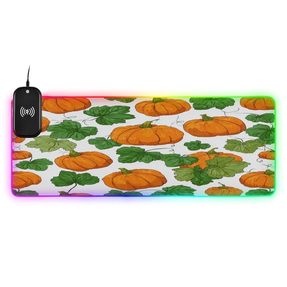 Large RGB Wireless Charging Mouse Pad Orange Pumpkins14 LED Modes Non ...