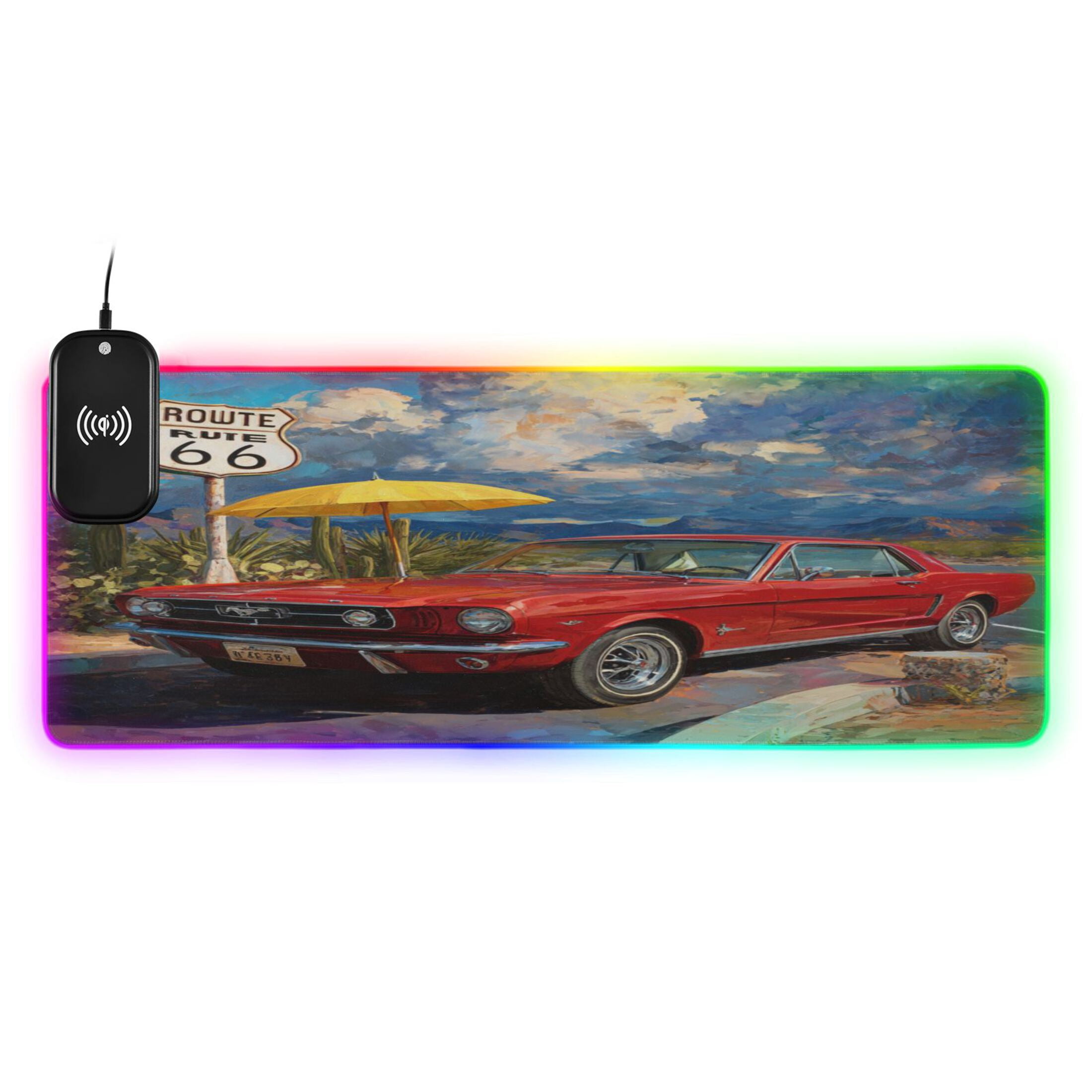 Large RGB Wireless Charging Mouse Pad Red Pony Of The Desert14 LED ...