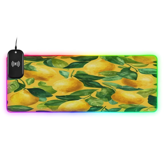 Large RGB Wireless Charging Mouse Pad Refreshing Lemons14 LED Modes Non ...