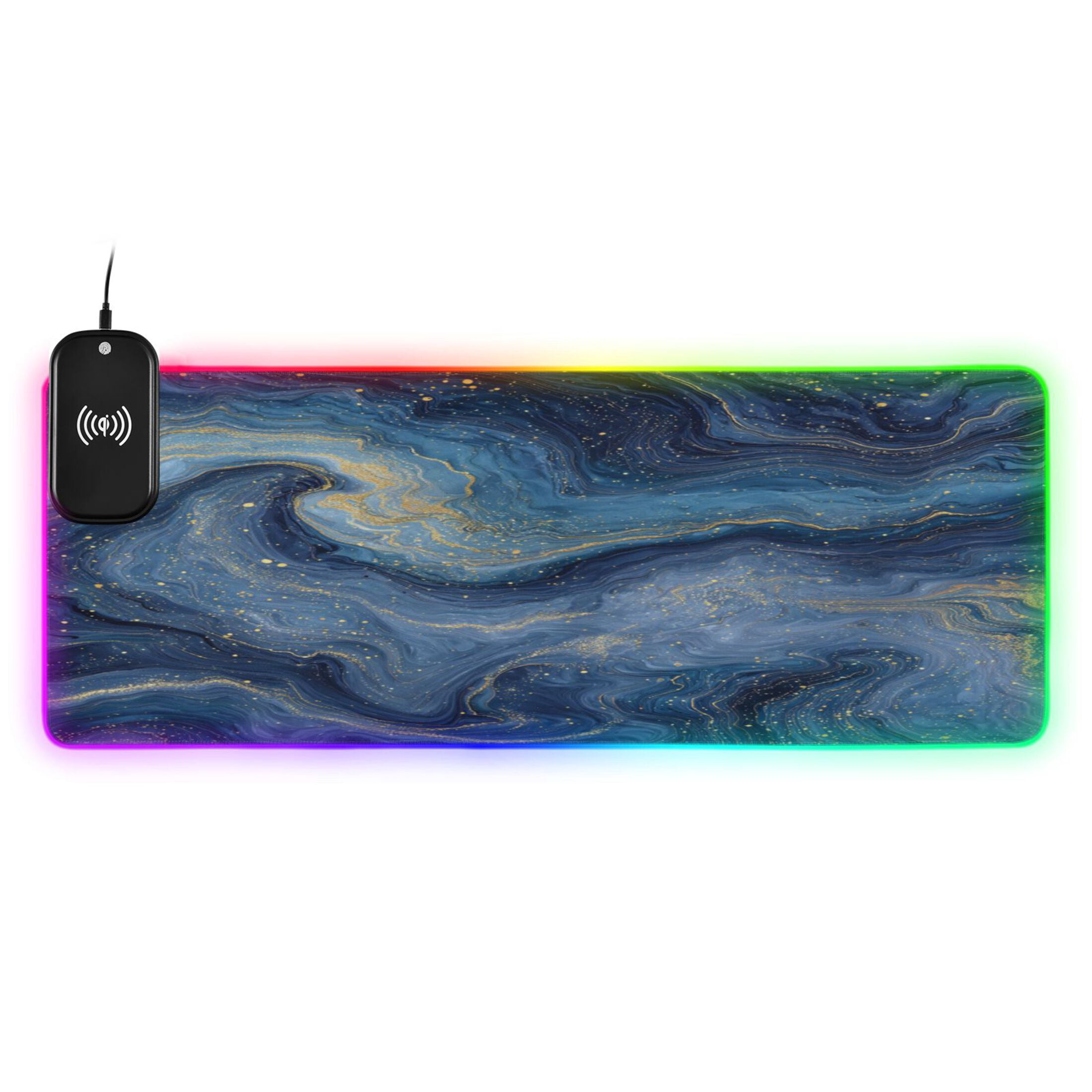 Large RGB Wireless Charging Mouse Pad Star Marble Swirls14 LED Modes ...
