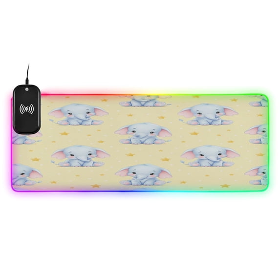 Large RGB Wireless Charging Mouse Pad Sweet Blue Elephant Stars14 LED ...