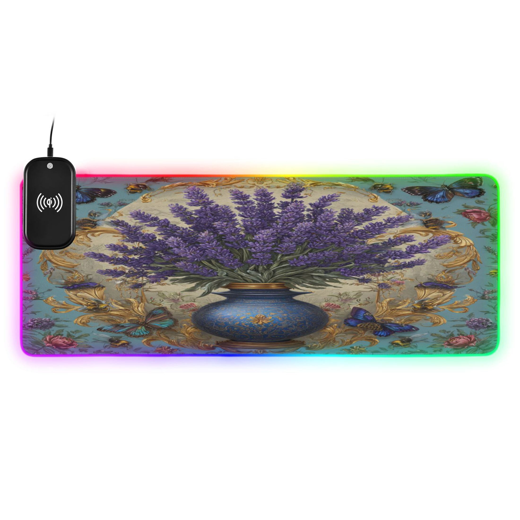 Large RGB Wireless Charging Mouse Pad Vibrant Lavender in A Vase14 LED ...