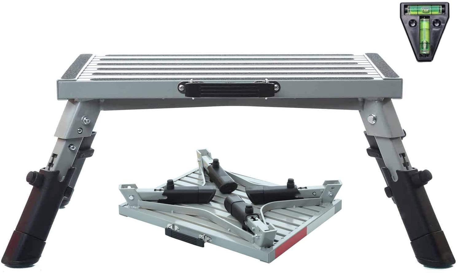 Large RV Step Stool, Adjustable Height Aluminum Folding Platform Step ...