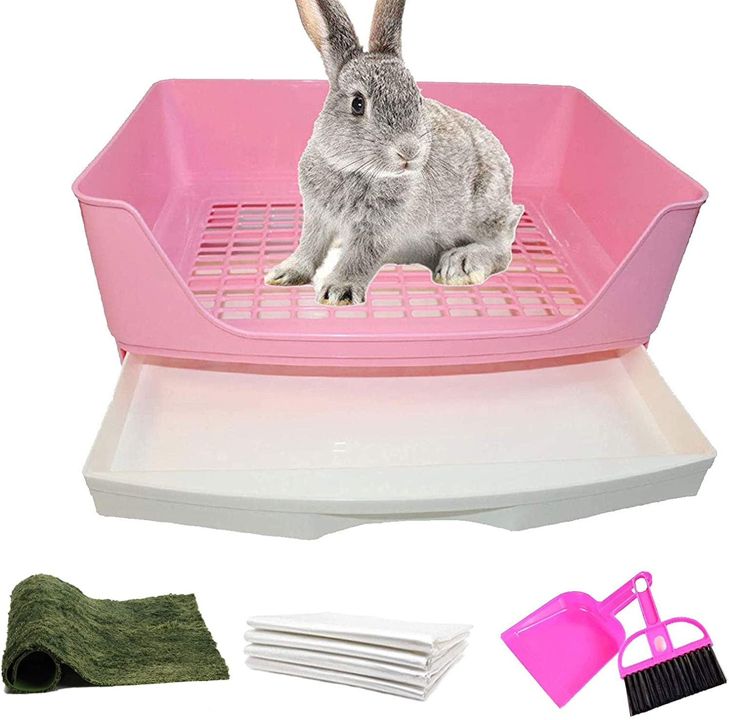 Large Rabbit Litter Box Corner Toilet Box Bigger Pan Pet Potty Trainer ...