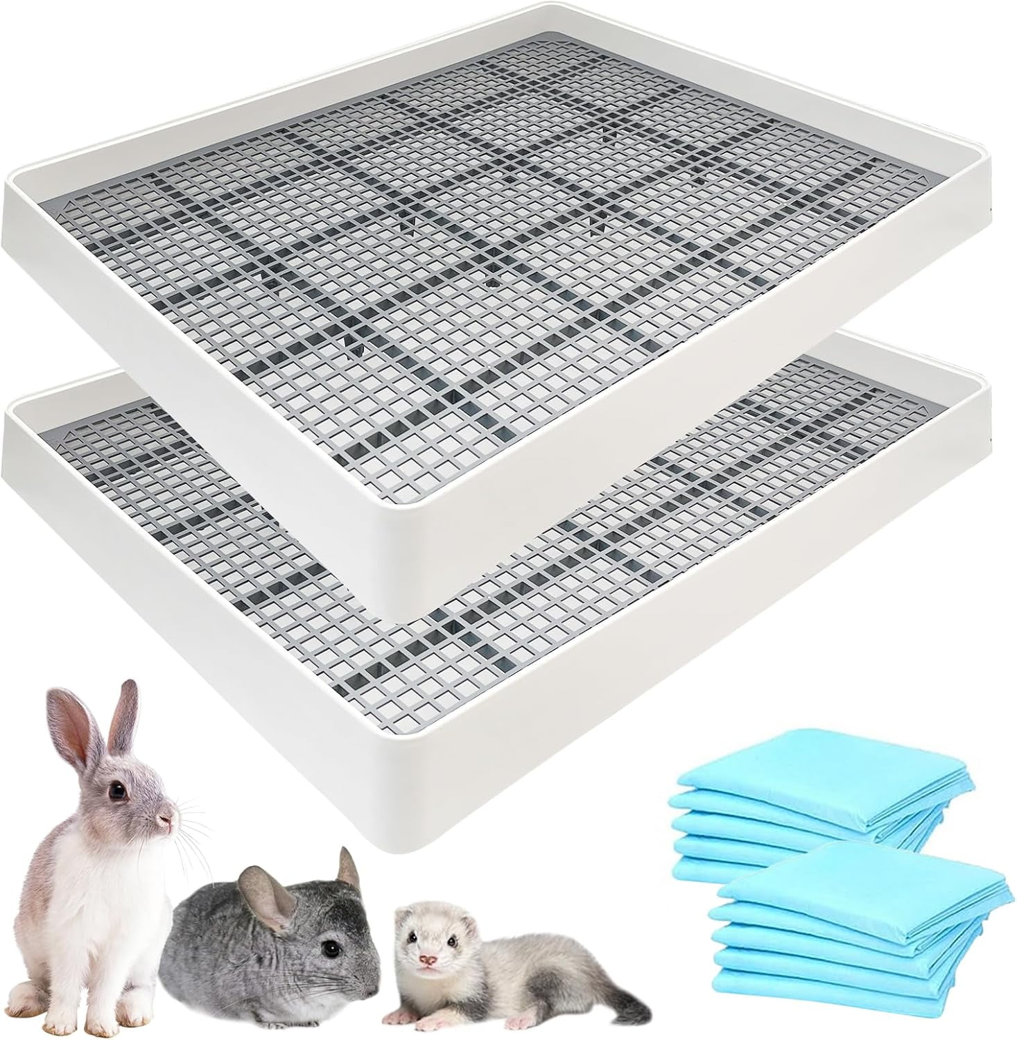 Large Rabbit Litter Box with Tray 2 Pcs Rectangular Bunny Potty ...