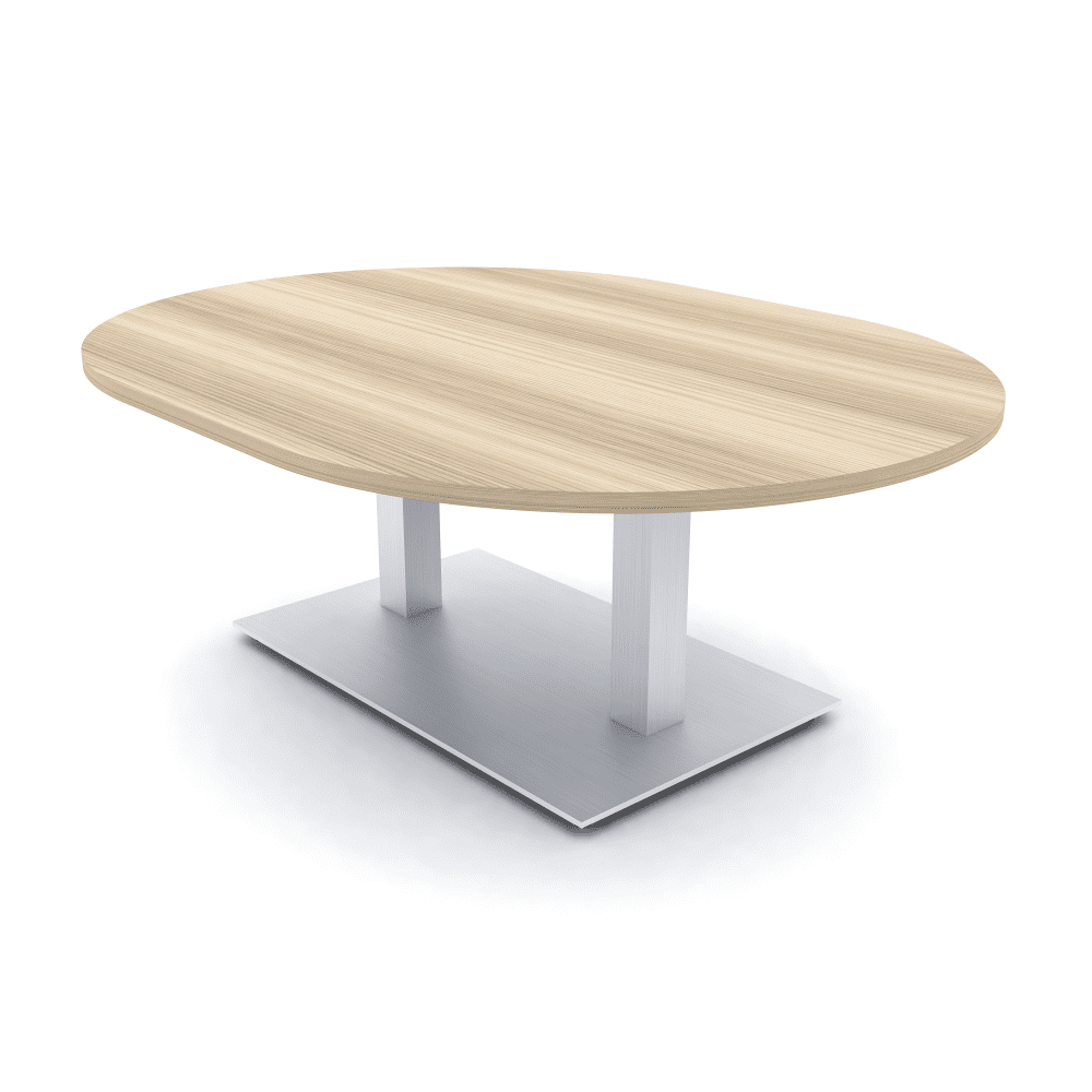 Large Racetrack Shaped Coffee Table With Double Post Metal Base 45x70 ...
