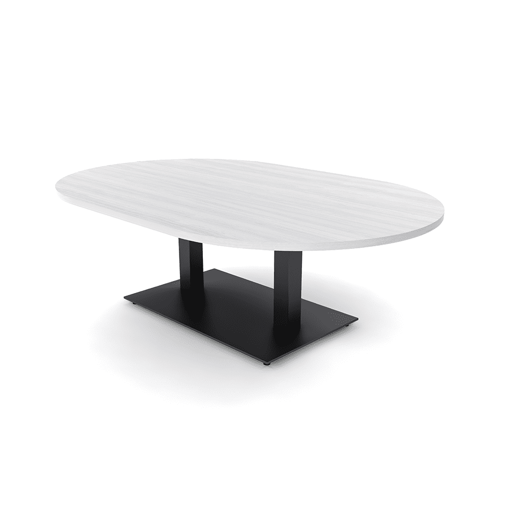 Large Racetrack Shaped Coffee Table With Double Post Metal Base 45x70 ...