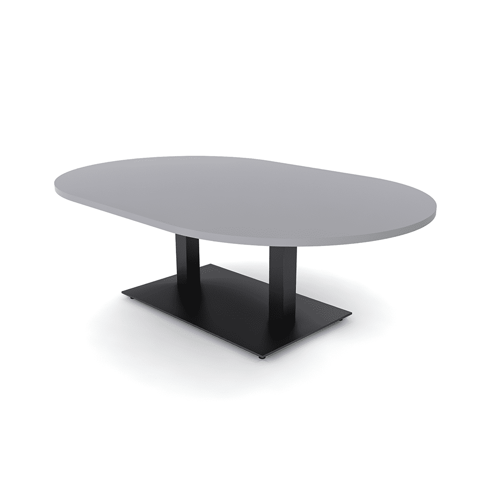 Large Racetrack Shaped Coffee Table With Double Post Metal Base 45x70 ...