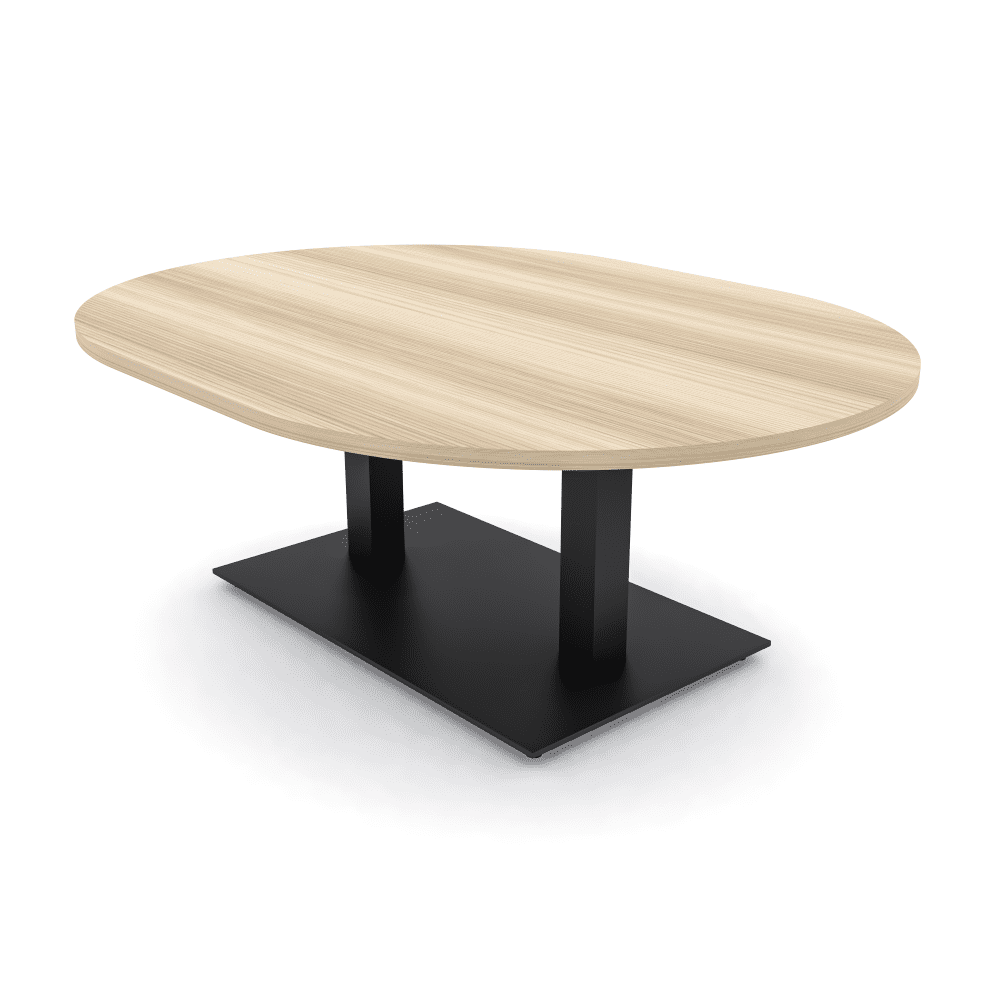 Large Racetrack Shaped Coffee Table With Double Post Metal Base 45x70 ...