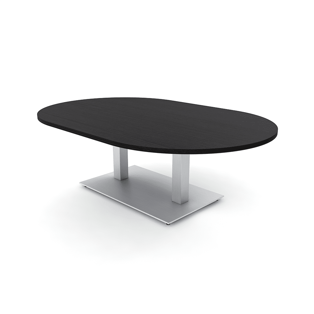 Large Racetrack Shaped Coffee Table With Double Post Metal Base 45x70 ...