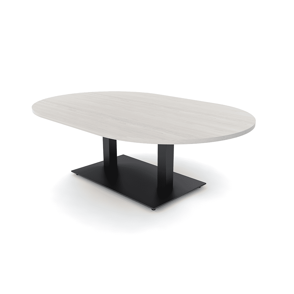 Large Racetrack Shaped Coffee Table With Double Post Metal Base 45x70 ...