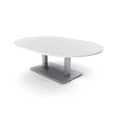 Large Racetrack Shaped Coffee Table With Double Post Metal Base 45x70 ...