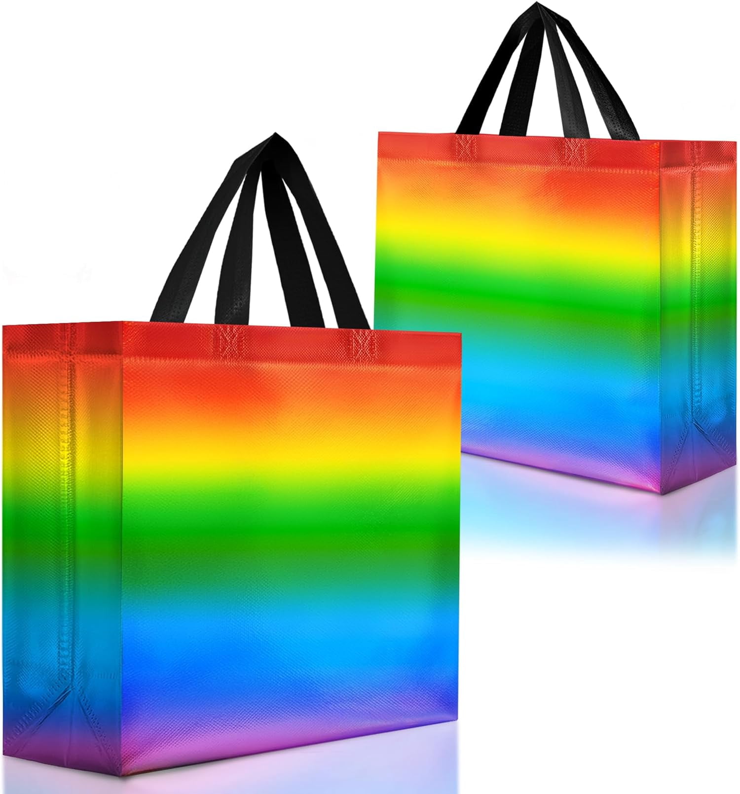 Large Rainbow Bags- Set of 12 Colorful Holographic Bags with Handles ...