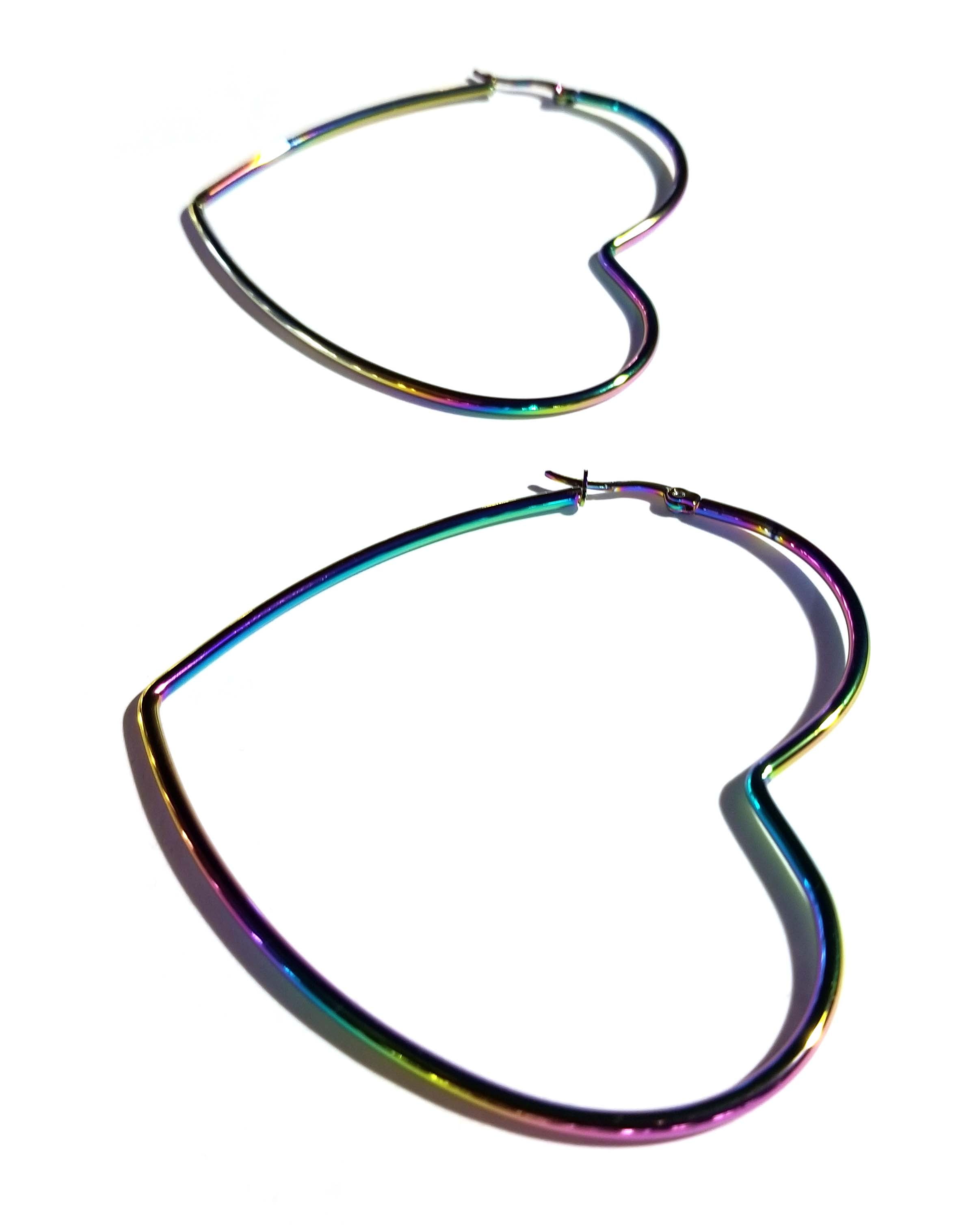Rainbow heart hoop earrings store