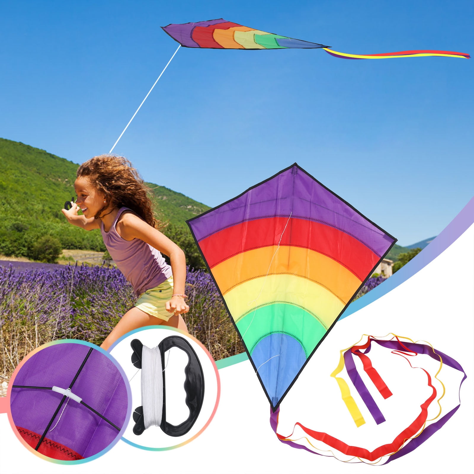 Large Rainbow Kite-Easy To Assemble, , Fly- Kite For Beach Use Flying ...