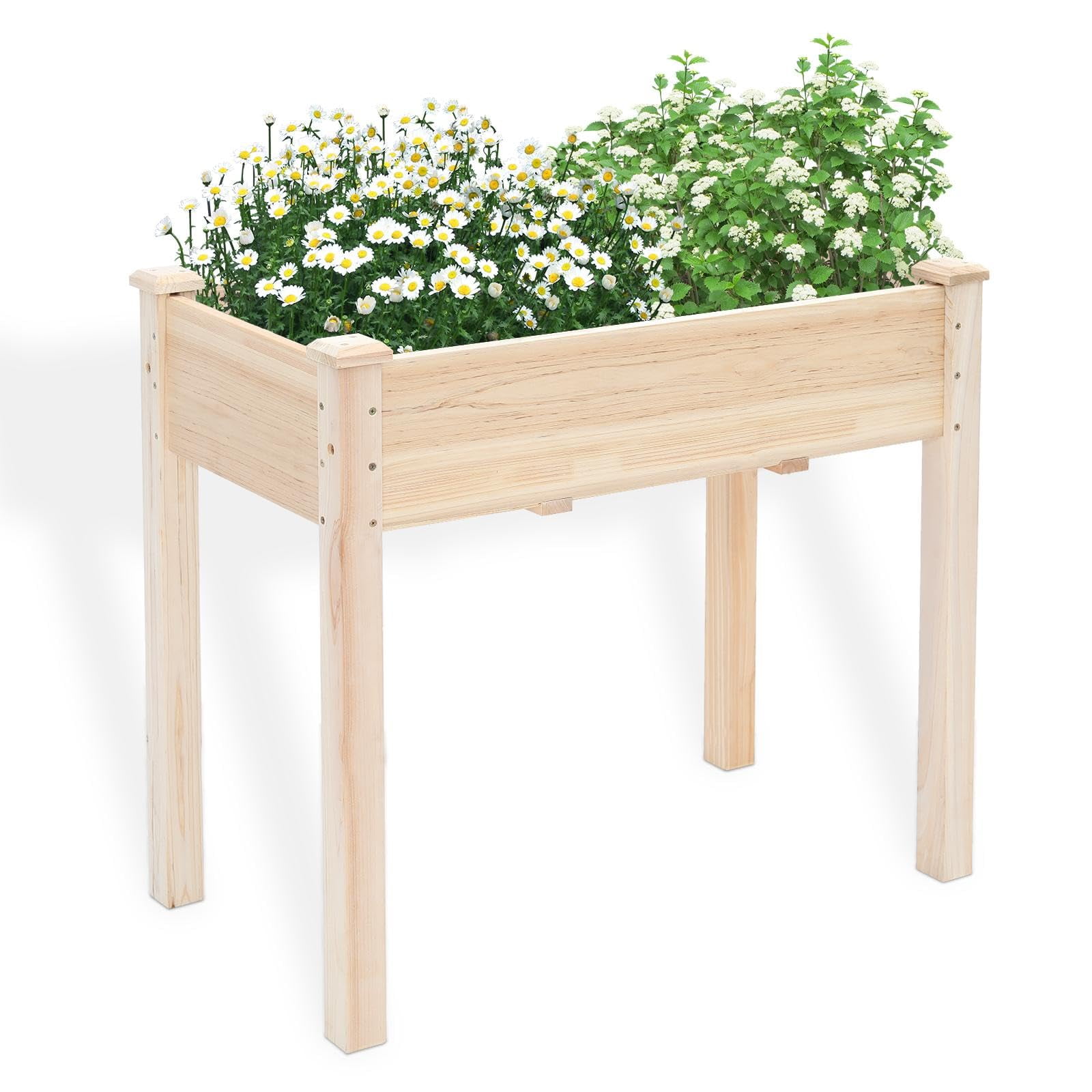 Large Raised Garden Bed with Legs 49x24x30 Inches, Outdoor Wood Planter Box for Flowers Herbs ...