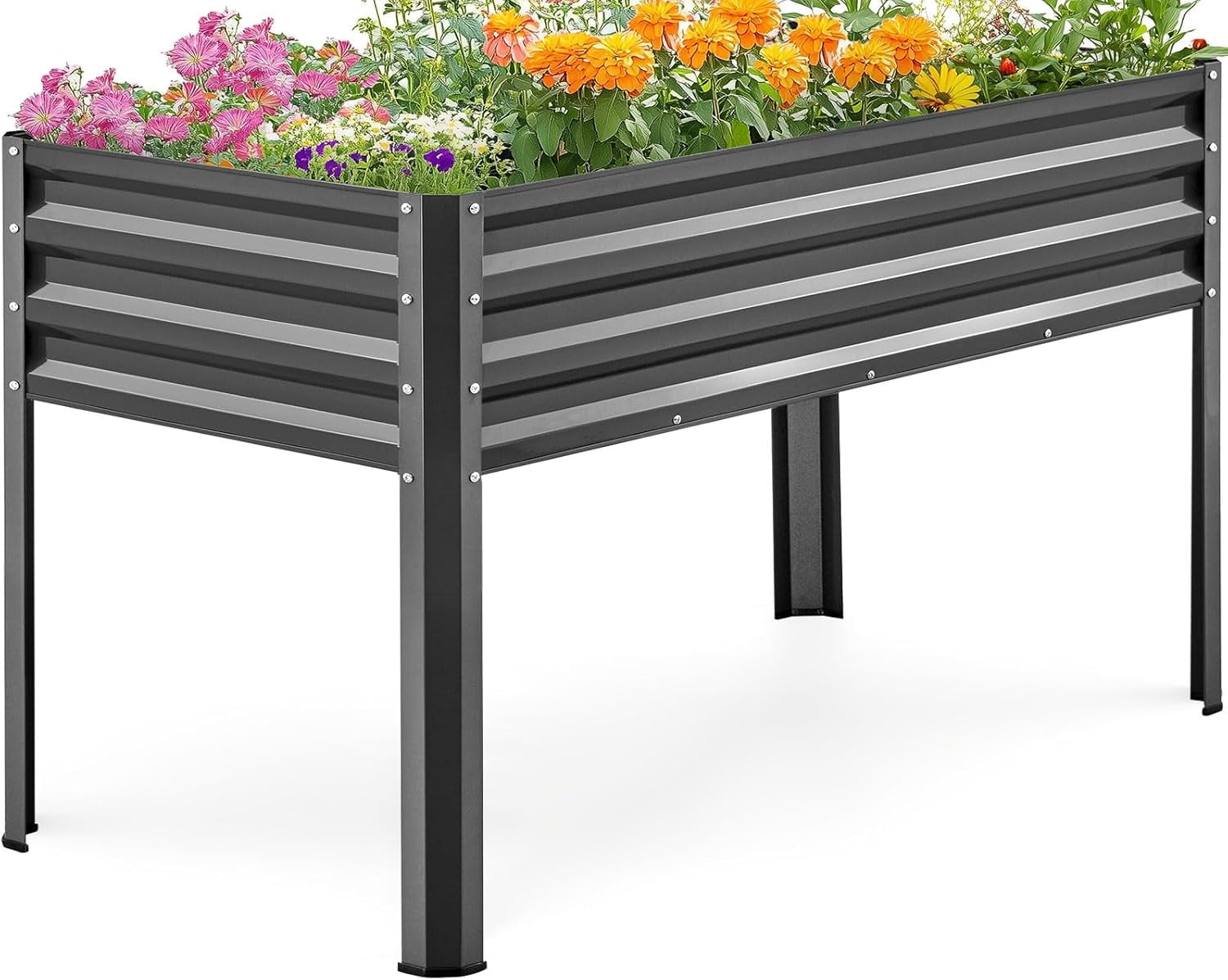 Large Raised Garden Bed with Legs Galvanized Elevated Planter Box 48×24 ...