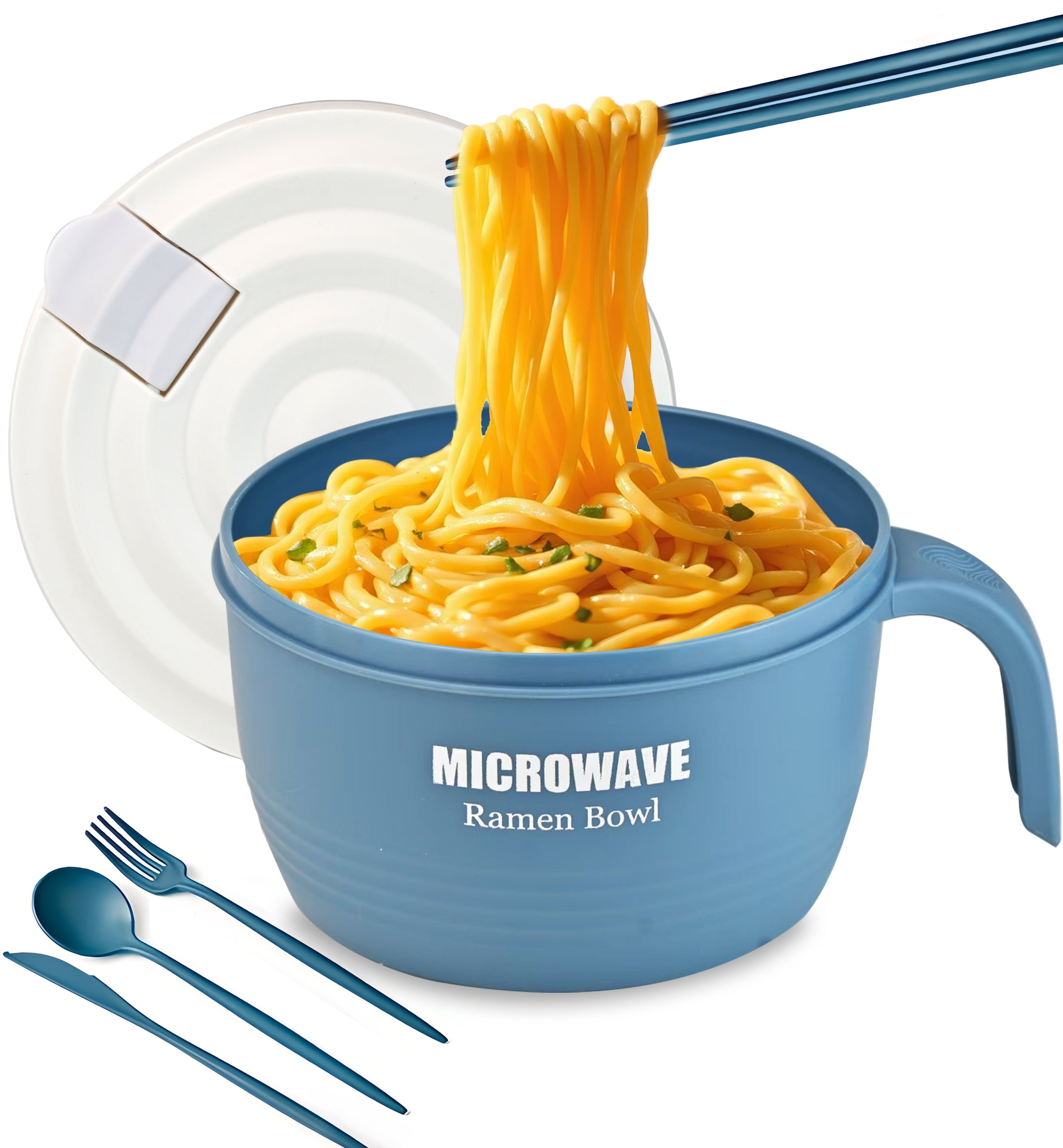 Zdesign Microwave Safe Ramen Noodle Bowl, 45 oz, Reusable Plastic, Blue ...