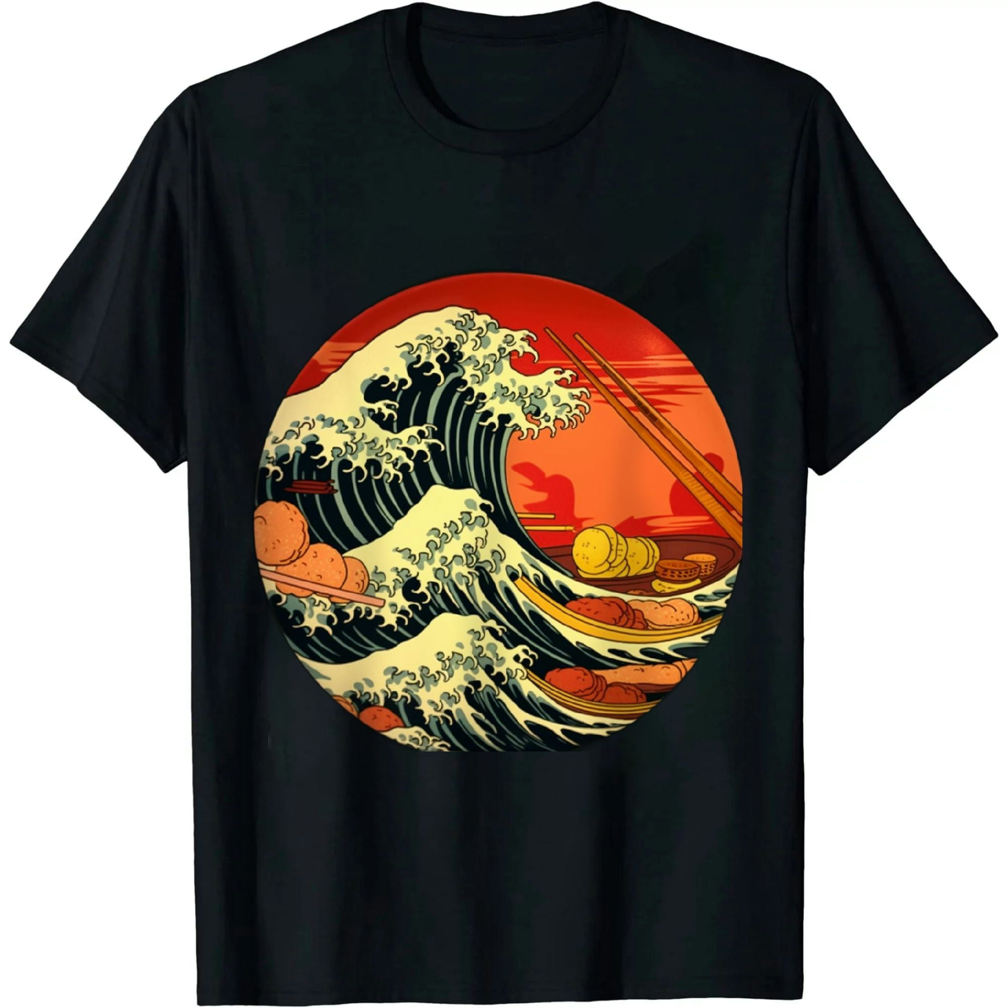 Large Ramen Wave from Kanagawa - Japanese Kawaii Kanji Art T-Shirt ...