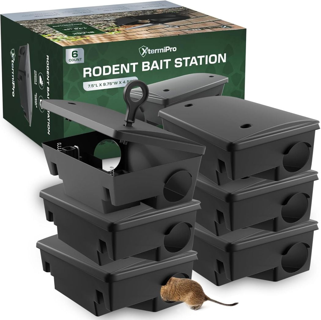 Large Rat & Mouse Bait Station - 6 Pack - Rat Bait Stations for Mice Outdoor/Indoor - Tamper ...