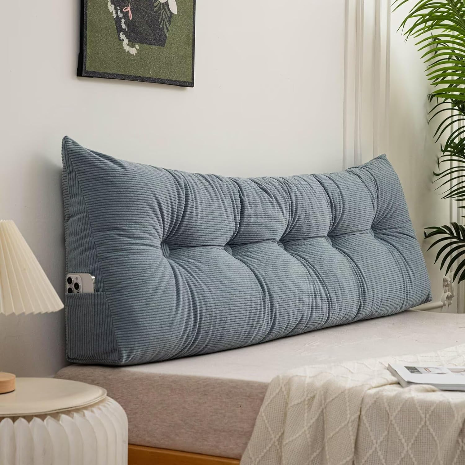 Large Reading Wedge Pillows Headboard Plush Triangular Backrest ...