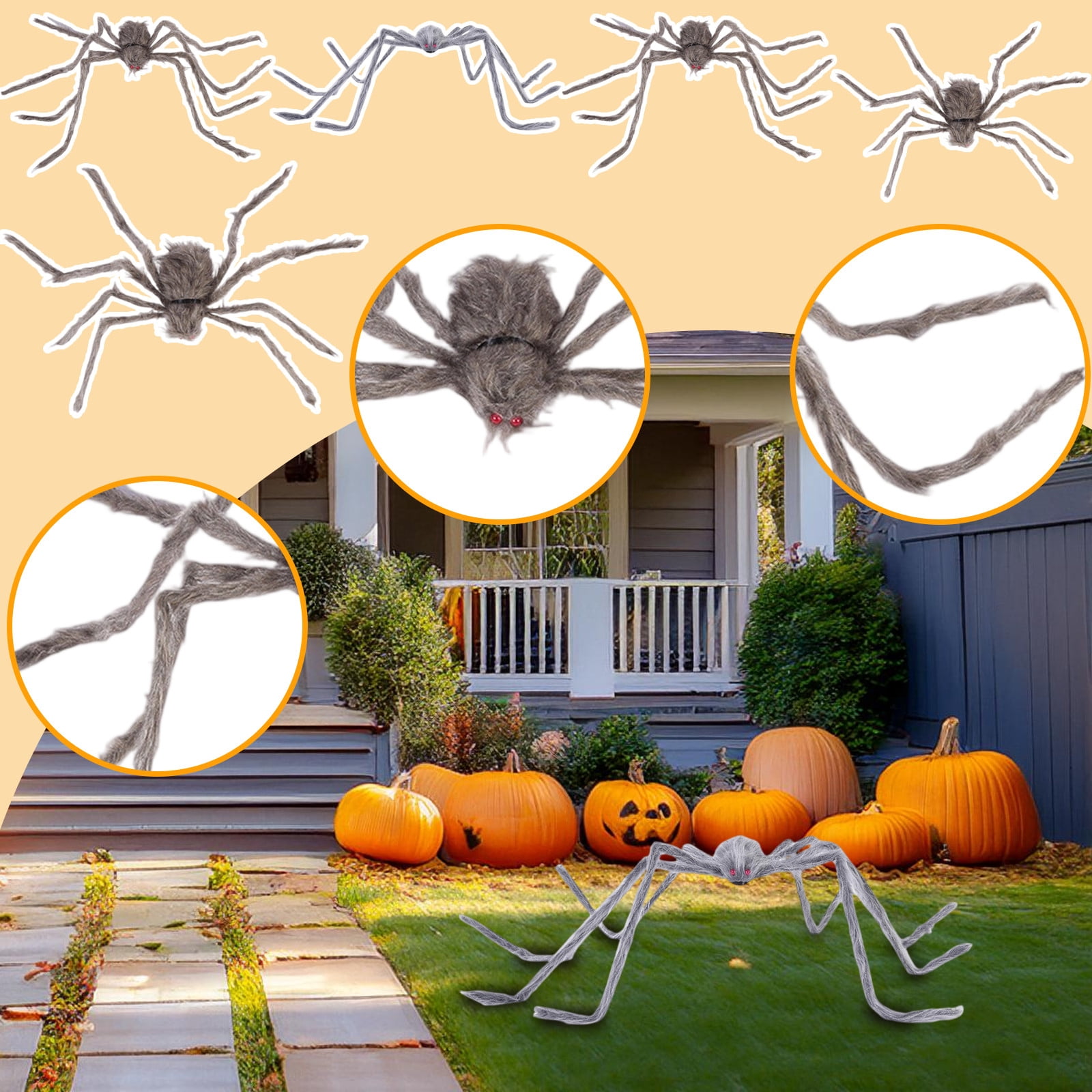 Large Realistic Hairy Spider Halloween Decoration, Giant Creepy Plush ...