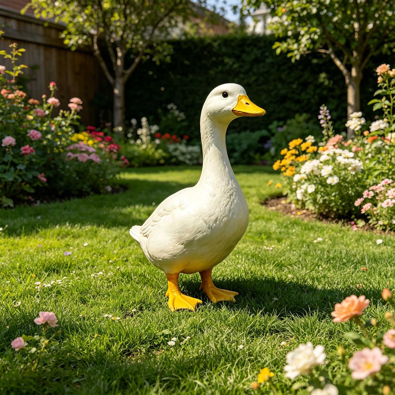 Large Realistic White Goose Garden Statue, Hand Painted Resin Figurine ...