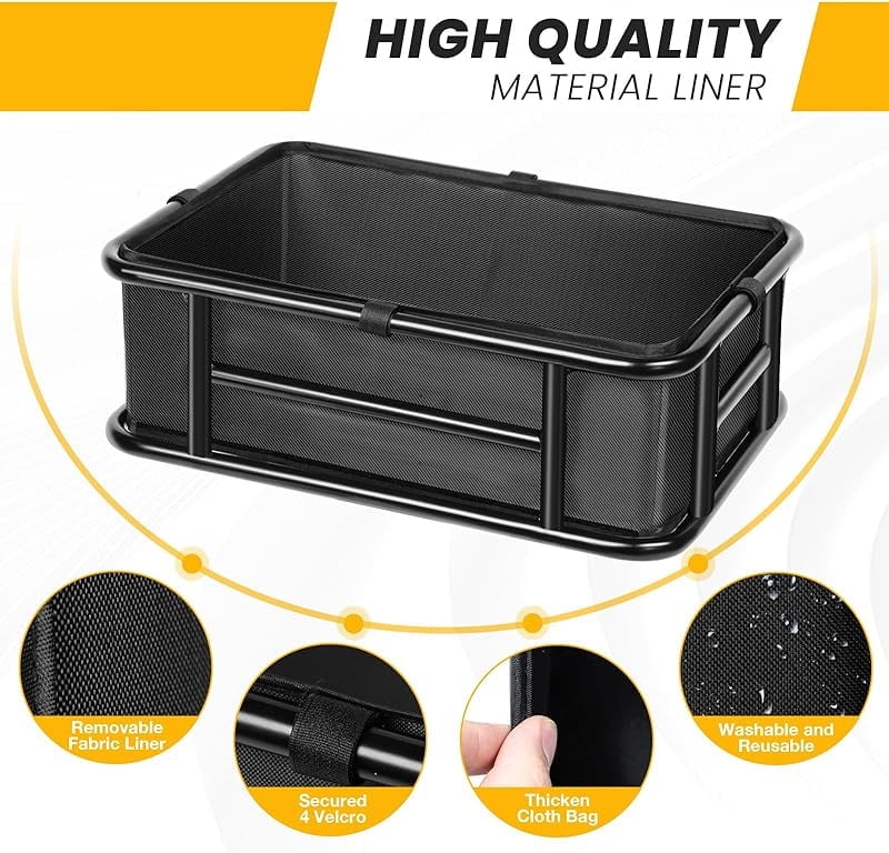 Large Rear Bike Basket - Heavy Duty Metal, Waterproof Cover & Cargo Net ...