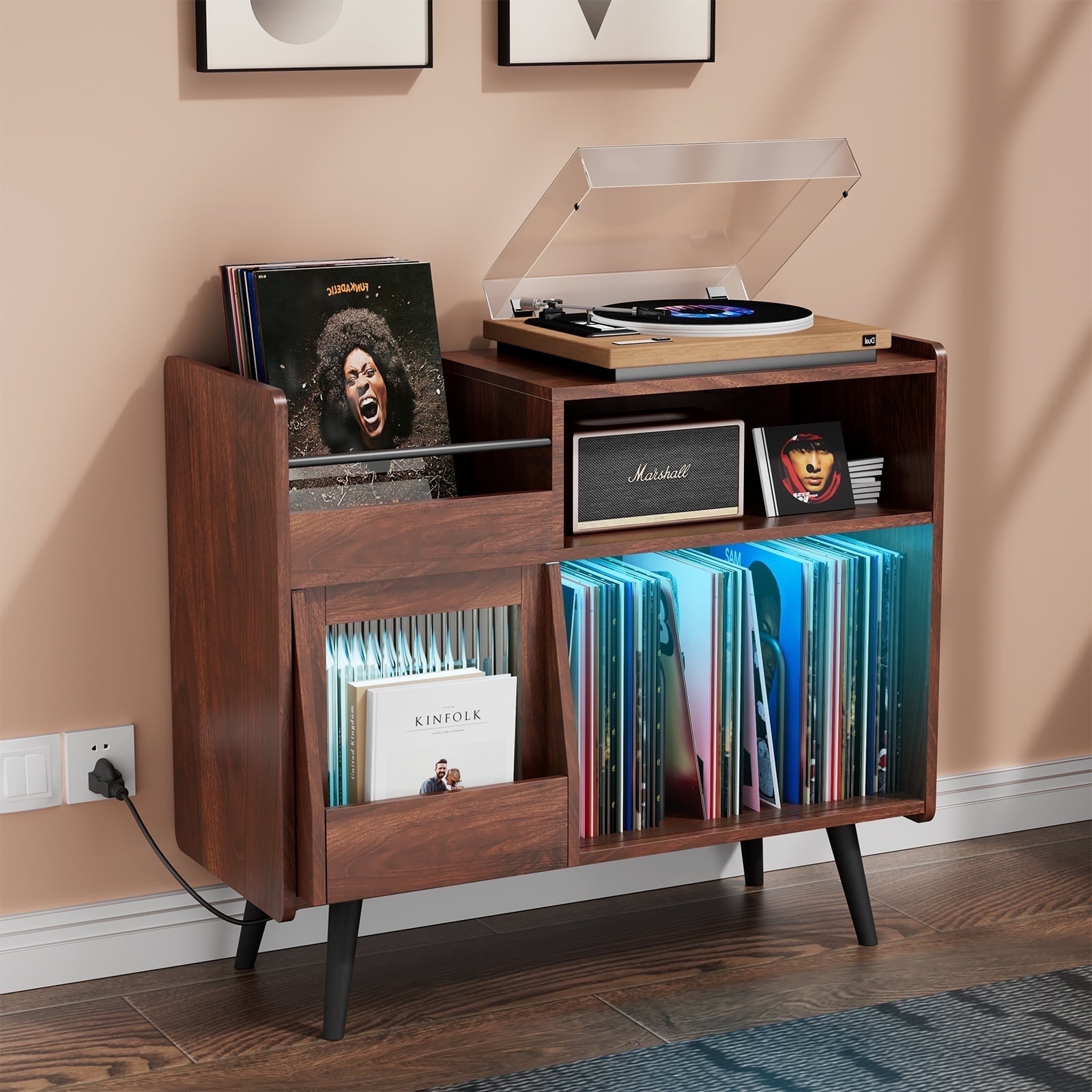 Large Record Player Stand, 350 Vinyl Record Storage Holder, Record ...