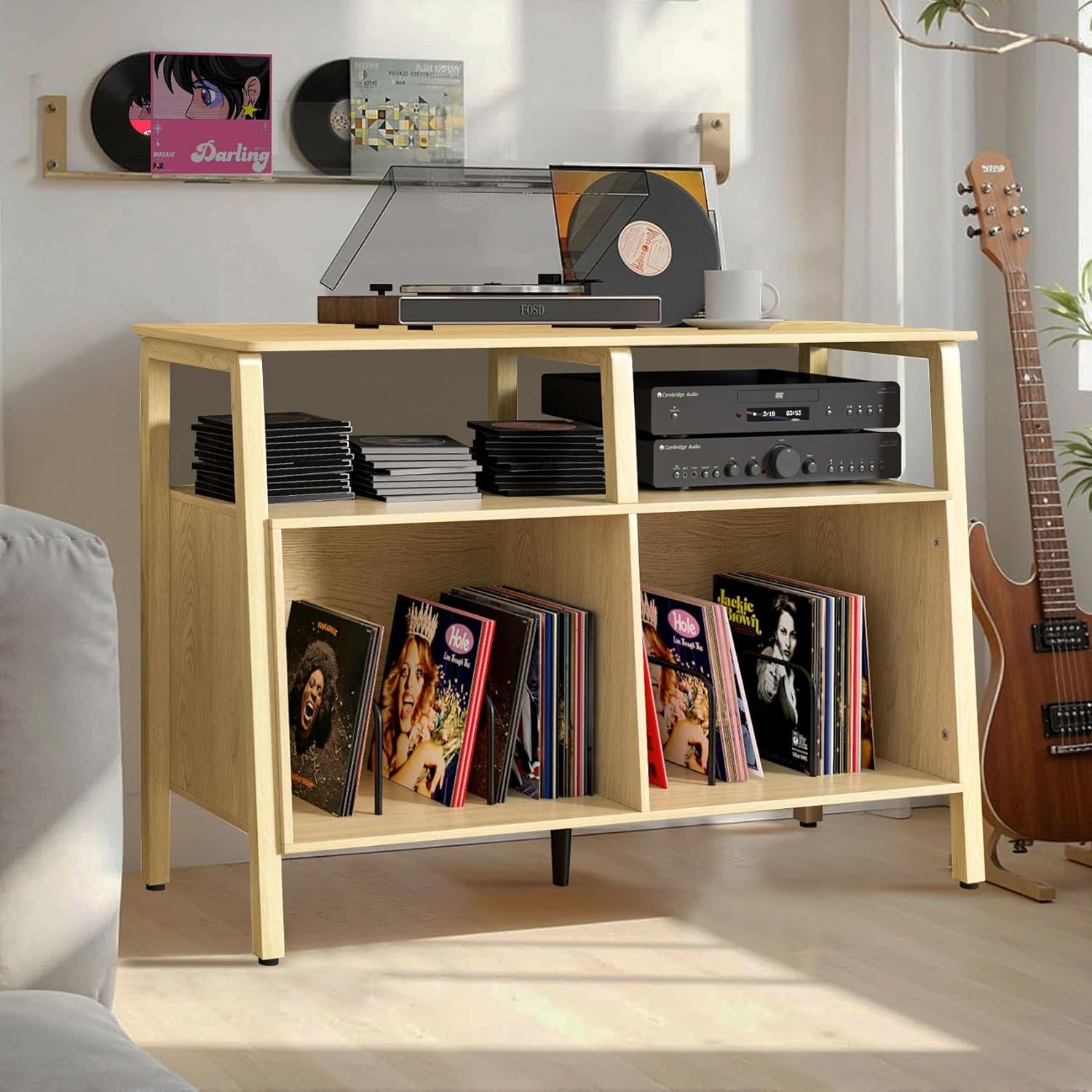 Large Record Player Stand, Turntable Stand Table with Display Shelf ...