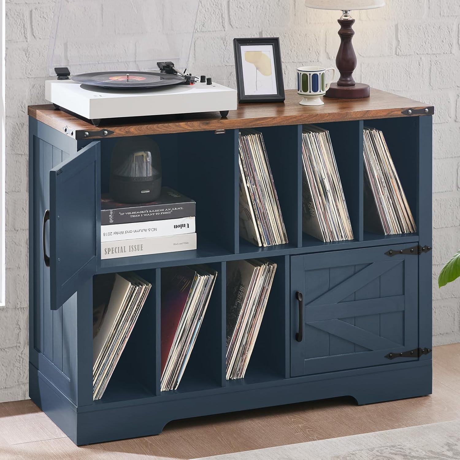 Large Record Player Stand with Vinyl Storage Up to 450 Albums, 39 Inch ...