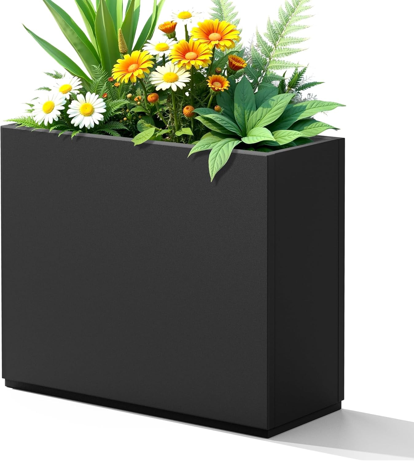 Large Rectangle Planter Metal Black Planter Box with a Drainage Hole ...