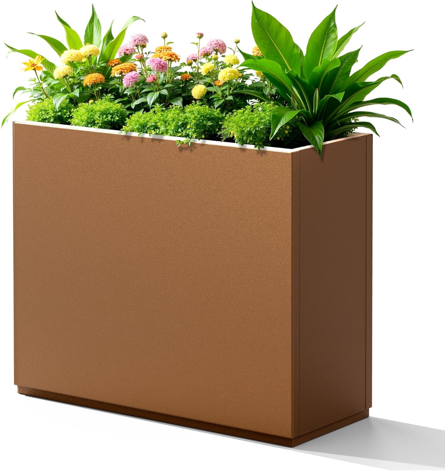 Large Rectangle Planter Metal Brown Planter Box with a Drainage Hole ...