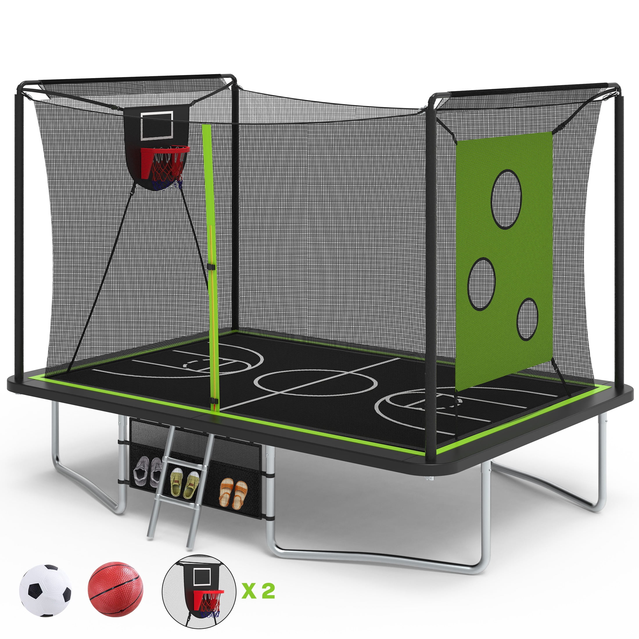Large Rectangle Trampoline for Kids and Adults, 1600LBS Weight Capacity ...