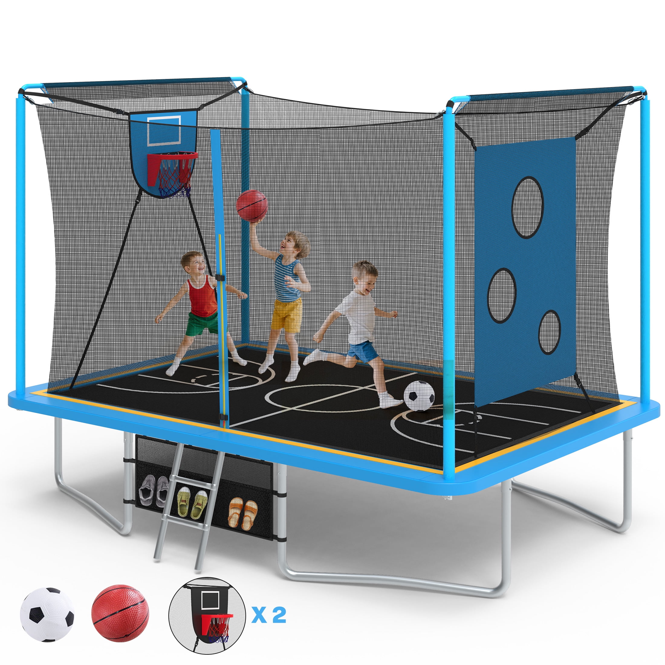 Large Rectangle Trampoline for Kids and Adults, 1600LBS Weight Capacity ...