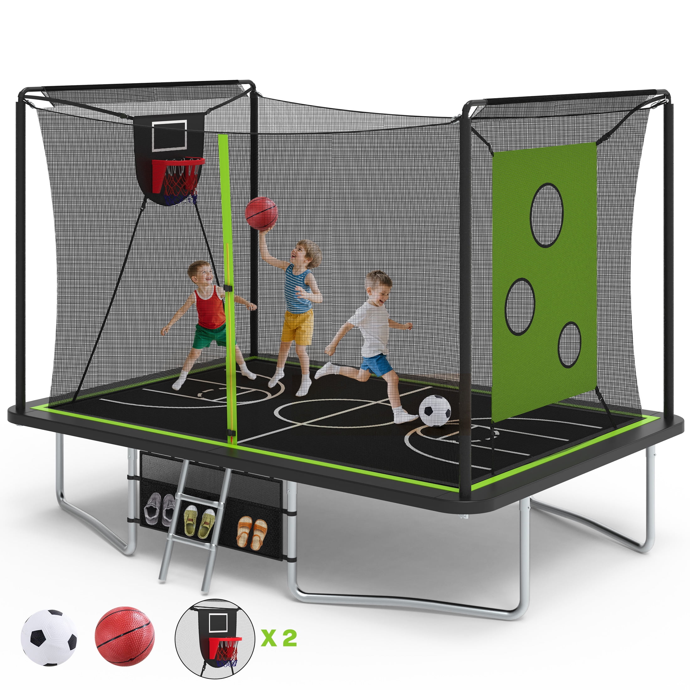 Large Rectangle Trampoline for Kids and Adults, 1600LBS Weight Capacity ...