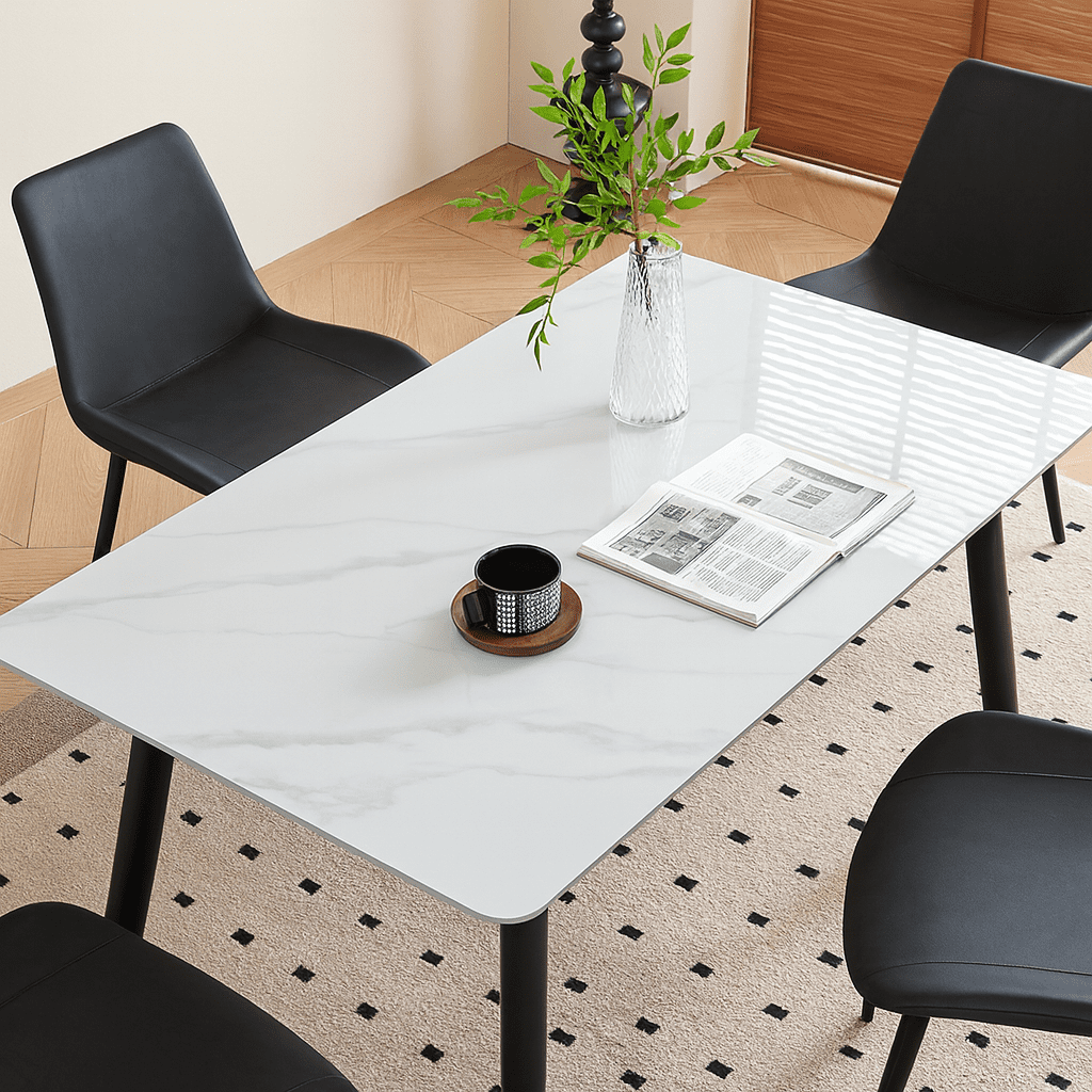 Large Rectangular Table with Strong Metal Base Modern Stone Dining ...