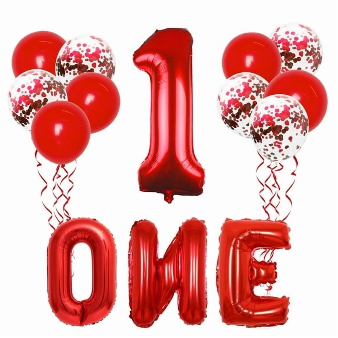 Large, Red One Balloon for First Birthday - Number 1 Balloon, 40 Inch ...