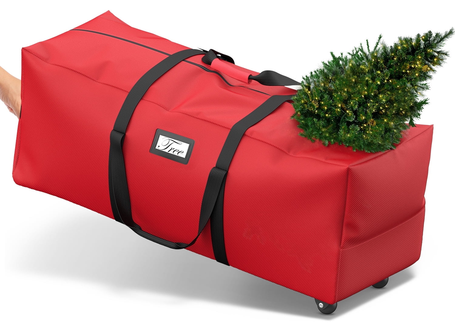 Large Red Rolling Tree Storage Bag, Fits Up to 9 ft. Artificial Trees ...