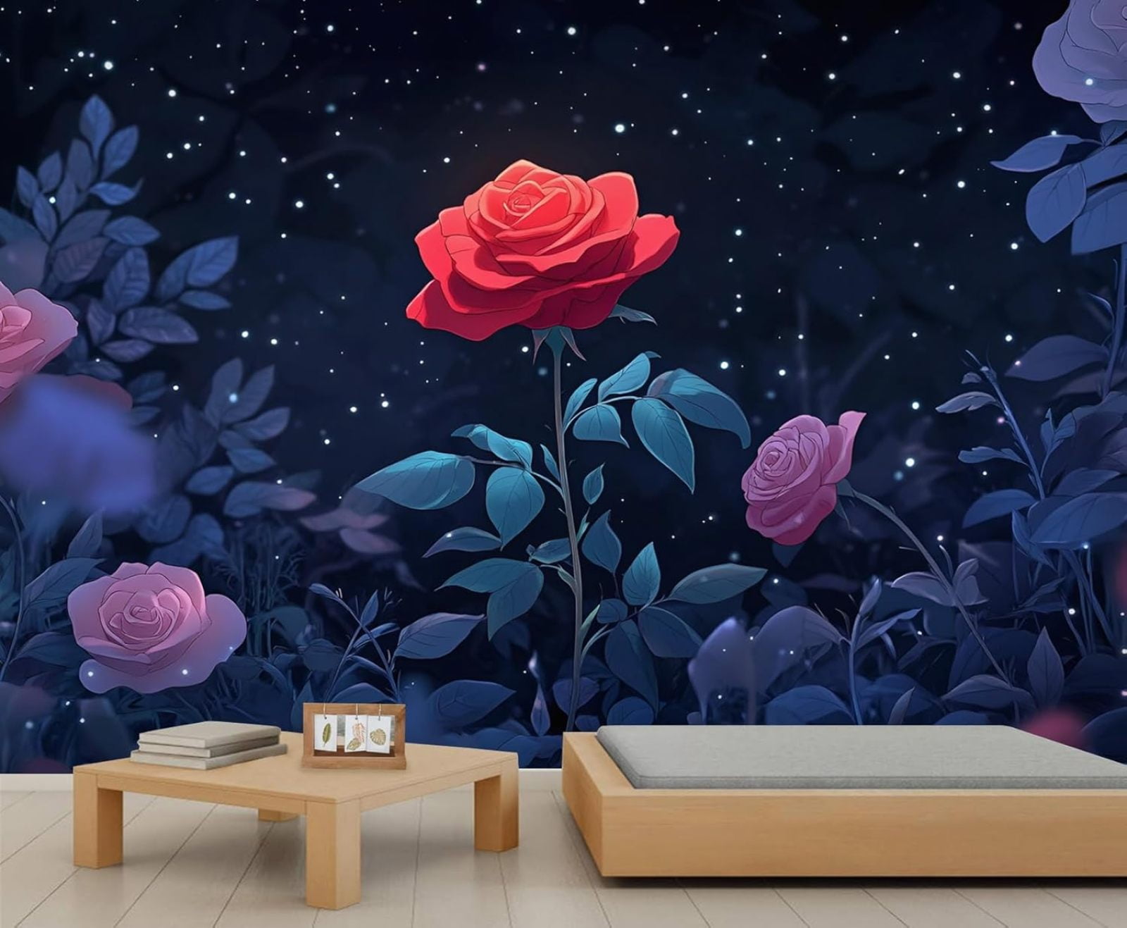 Large Red Rose Wallpaper - Fantasy Flower Mural For Living Room Bedroom ...