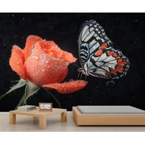 Large Blue Rose Mural Wallpaper - Fantasy Flower Murals For Living Room ...