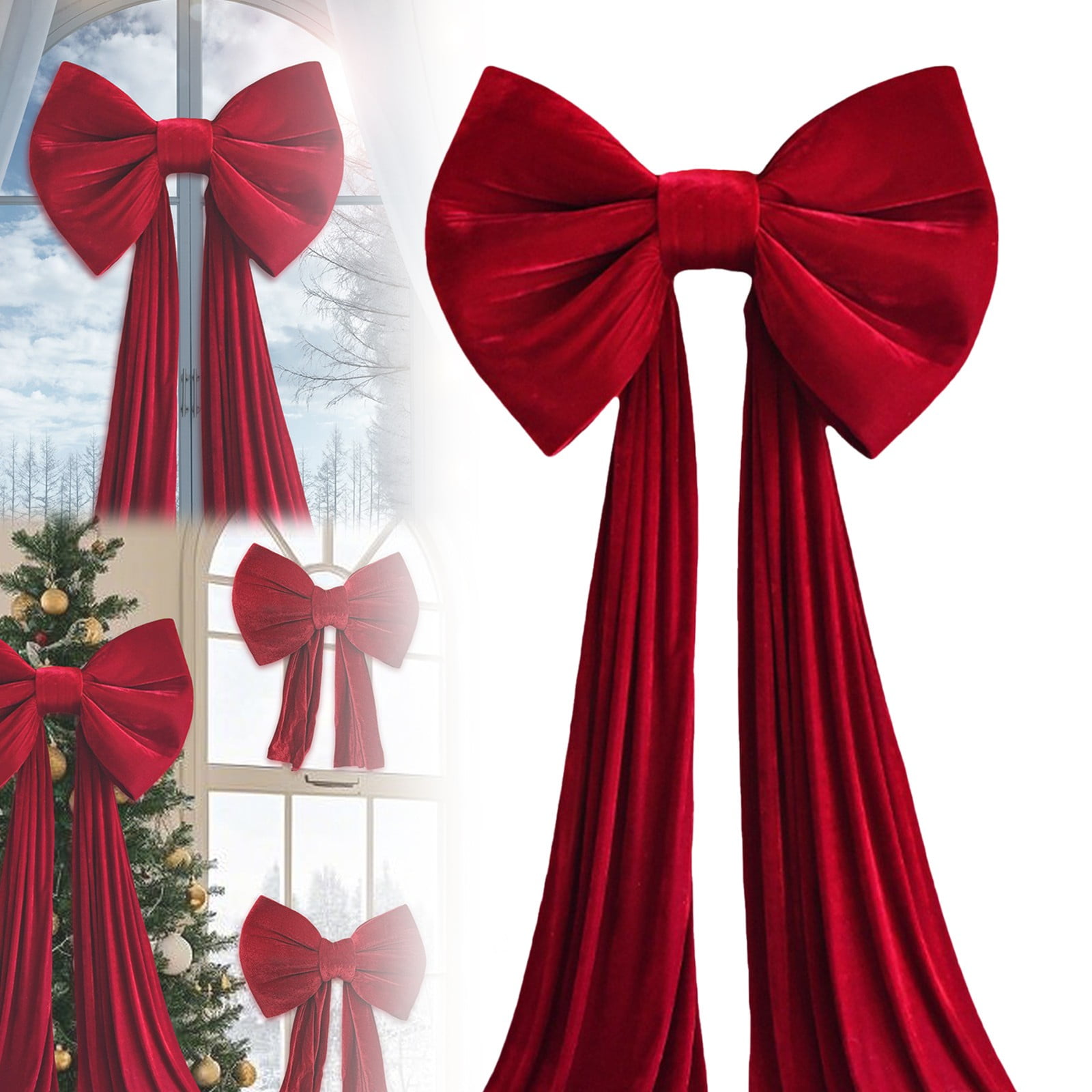 Large Red Velvet Bow, Oversized Velvet Christmas Bow, Giant Christmas ...