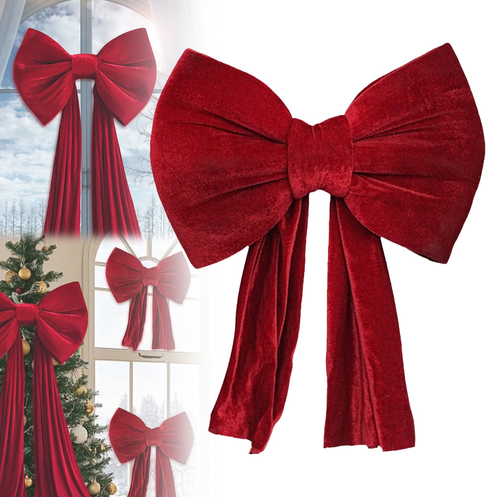 Large Red Velvet Bow, Oversized Velvet Christmas Bow, Giant Christmas ...