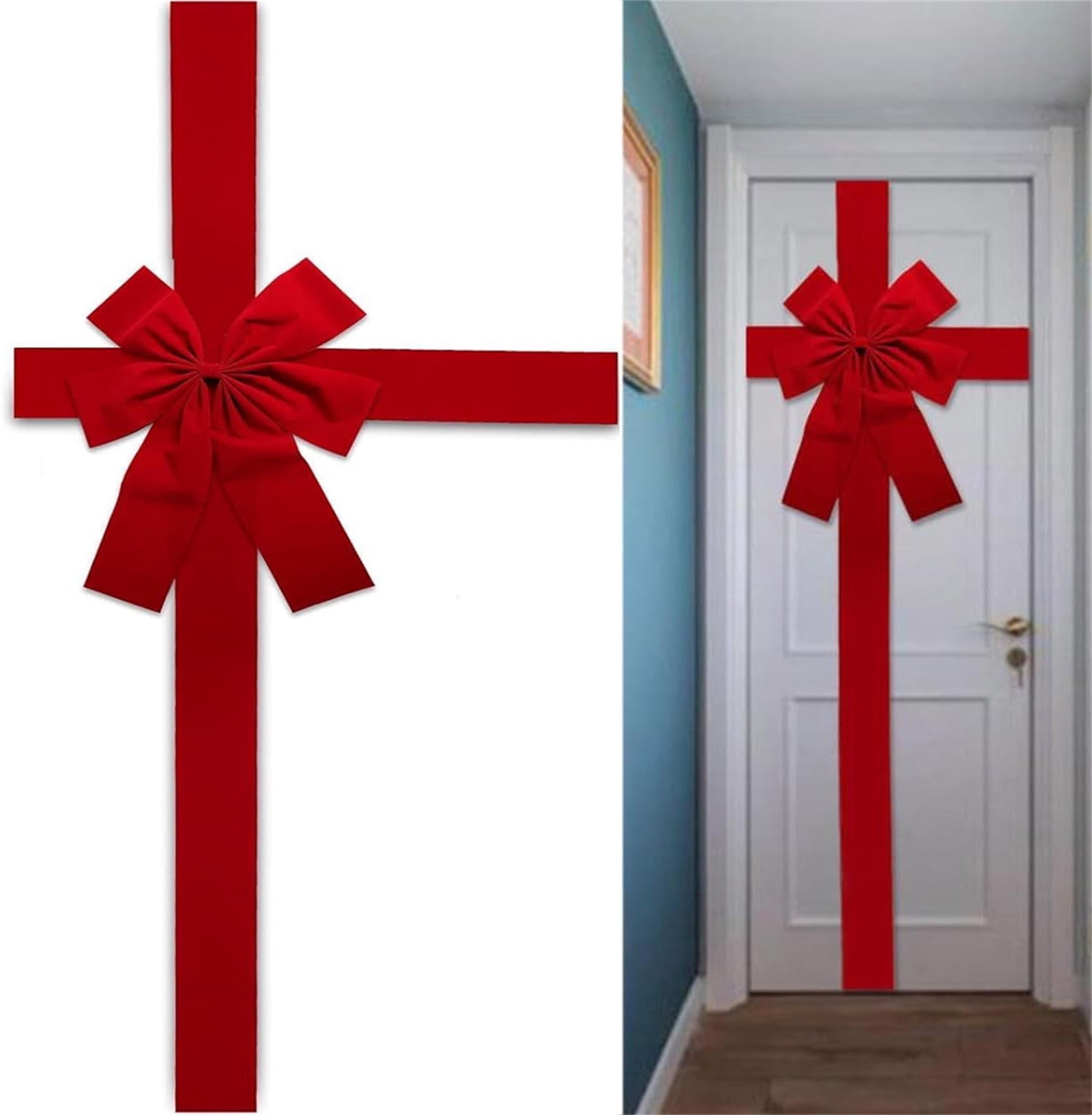 Large Red Velvet Christmas Bows,Christmas Cabinet Door Ribbon Bow ...
